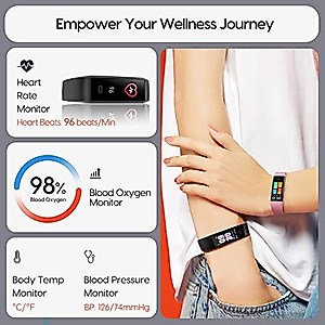 ENGERWALL Fitness Tracker with Heart Rate & Temperature Monitor, Waterproof Activity Tracker with Pedometer & Sleep Monitor, Calories, 16 Sport Modes, Smart Watch Pedometer Watch for Men Women Kids