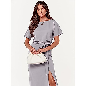 ANRABESS Women's Elegant Batwing Sleeve Tie Waist Long Dresses Formal Wedding Guest Cocktail Split Maxi Dress A951-huise-M