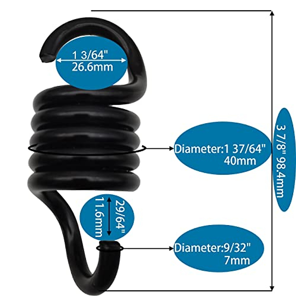 Hammoch-Chair Spring Porch Swing Spring - 750Lbs Black Heavy Duty Chair Swing Springs Heavy Bag Swing Swing Chair Spring(1 PC 750Lbs)