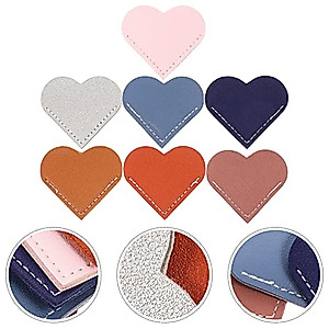 Abaodam 7pcs Leather Heart Bookmark Corner Page Book Marks Protector Cute Handmade Book Reading Gift for Office School Book Lovers Bookworm Present
