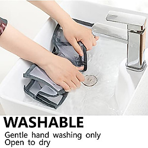 6 Pcs Extra large Drawer Organizers For Clothing,7 Gird Washable Wardrobe Clothes Organizer For Mesh Foldable Closet Dividers Nylon Fabric Storage Box for jeans,underwears,Leggings,pants,socks(Gray)