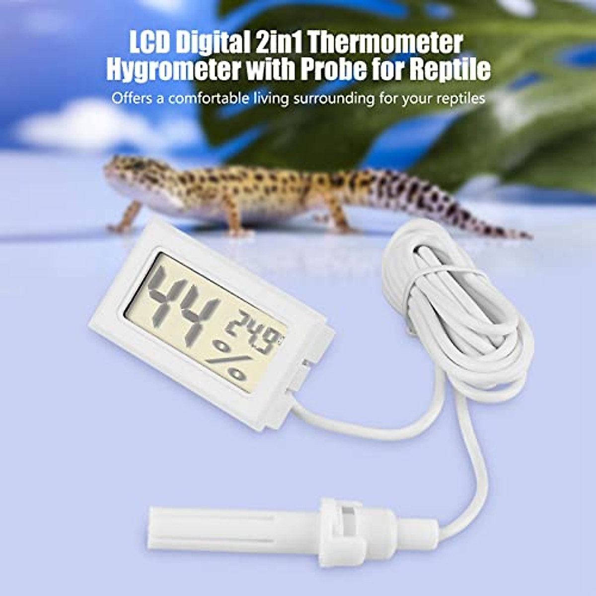 LCD Digital Temperature Humidity Display Meter with External Probe for Reptiles