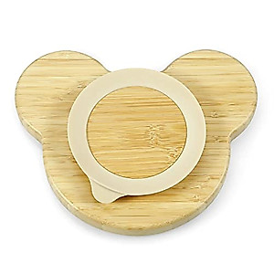 PandaEar Bamboo Wooden Baby Plates with Suction- Divided Unbreakable- Non-Slip (Panda Shape)