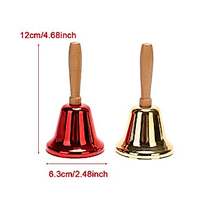 ARFUKA Hand Bells Silver Steel Service Handbells Black Wooden Handle Metal Bells Musical Percussion Dinner Bell Classroom Bell Multi-Purpose Events Bell Christmas Hand Bell Pakc of 2