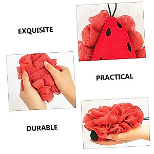 Lurrose 4pcs Exfoliating Cartoon Shower Bathing Watermelon Pouf Loofahs Ball Loofah Colorful Bath Funny Mesh Sponge for Fruit Adults Scrubber Balls Cute Wash Body Creative Red
