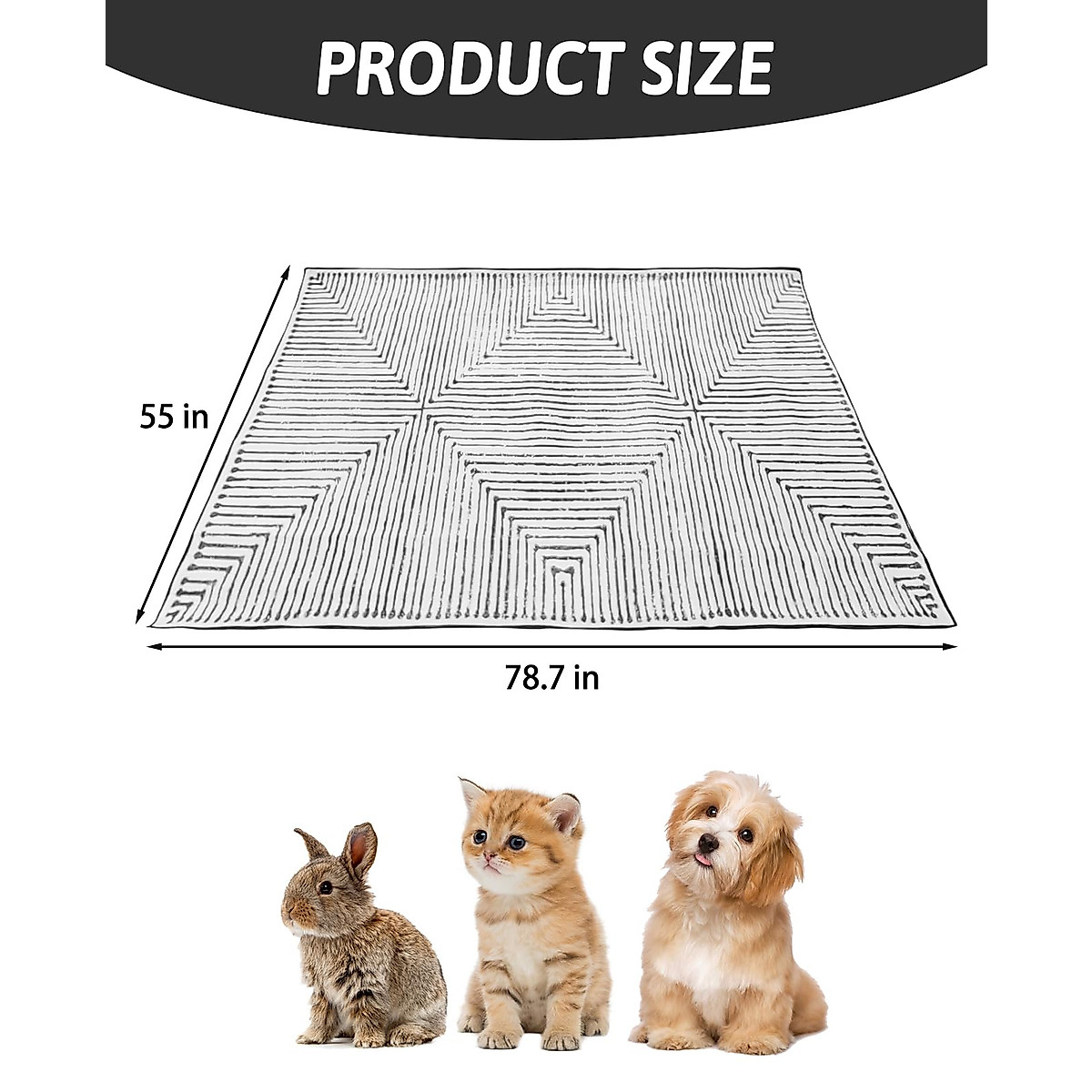 BNOSDM 79" X 55" Washable Bunny Cage Liners Large Rug for Rabbits Large Non Slip Pad for Bunnies Resuable Rabbit Liner for Chinchillas Cats Guinea Pigs Ferrets Dogs