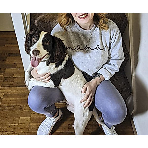 Women Lightweight Sweatshirt Tshirt Mama Letter Print Long Sleeve Casual Crewneck Pullover Tops (Light Grey, M)