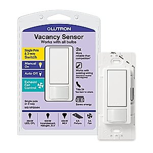 Lutron Maestro Vacancy-Only Sensor Switch | 5 Amp, Single-Pole/Multi-Location | MS-VPS5M-WH | White