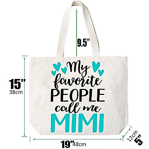 COCOVICI Mimi Tote Bag | My Favorite People Call Me Mimi | Grandma Gifts | Mimi Gifts | Mimi Christmas Gift | Christmas Gift from Grandkids (My Favorite People Call Me Mimi Turquoise/Black Font)