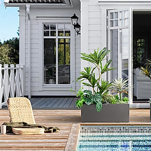 Wallowa Metallic Heavy Long and Large Outdoor/Indoor Planter Box, 38”Lx15”Wx15”H, 40Pounds, No Assemble and Seamless, Color Gray