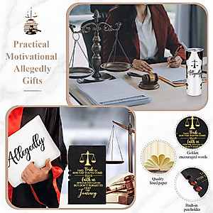 Domensi 6 Pcs Funny Allegedly Lawyer Gifts Judge Gift Lawyer Appreciation Day Gift 20 oz Marble Sign Tumbler Makeup Bag Notepad Ballpoints for Law Paralegal School College Teacher(Black)