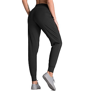 Dragon Fit Joggers for Women with Pockets,High Waist Workout Yoga Tapered Sweatpants Women's Lounge Pants (Large, Joggers78-Black)