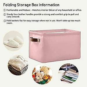WELLDAY 1PCS Storage Basket Pink Solid Color Large Foldable Storage Bin Cube Collapsible Organizer