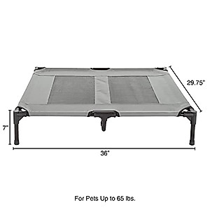 PETMAKER Elevated Dog Bed – 36x29.75 Portable Bed for Pets with Non-Slip Feet – Indoor/Outdoor Dog Cot or Puppy Bed for Pets up to 80lbs Large (Gray)