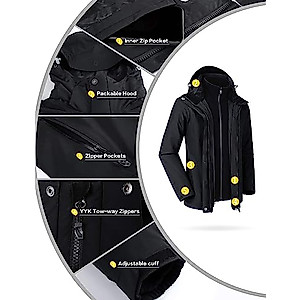 CAMEL CROWN Outdoor Jacket Men Winter Ski Jacket Windbreaker 3 in1 Hooded Rain Coat for Traveling Climbing Hiking