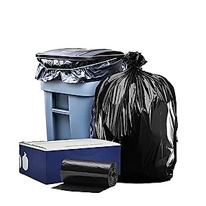 Plasticplace 95-96 gallon Garbage Can Liners │1.5 Mil │ Black Heavy Duty Trash Bags │ 61” X 68” (25Count)