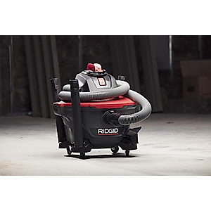 RIDGID, 62698, 6 Gallon RT0600 NXT Wet/Dry Vac, RED Professional Industrial, 4.25 HP, Casters, Pro Locking Hose, Qwik Lock Filter, Longer Motor Life, Polyropylene Drum, Large Handle, Dark Gray and Red