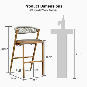 PURPLE LEAF Outdoor Bar Height Table and Chairs Set 3 Piece Patio Pub Bar Set with HPL High Top Table Bar Stools for Balcony Poolside Brown