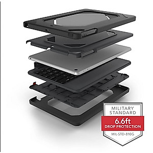 ZAGG Rugged Book Detachable Case and Magnetic-Hinged Keyboard for iPad Air, iPad Air 2, & iPad 9.7 inch, - Multi-Device Bluetooth Pairing, Backlit Keyboard - USB-C to USB-C Cable Included (Black)