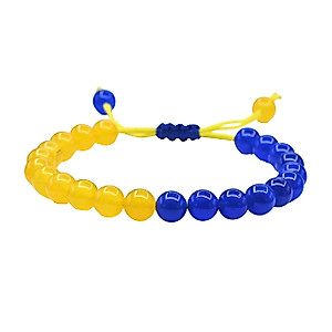 Ukraine Bracelet, Ukraine Flag Healing Crystal Bracelet - Ukraine Jewelry for Women Men Kids (Blue - Yellow Quartz Beaded)