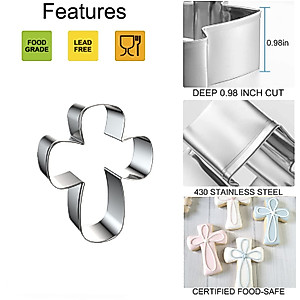 Q-BAKER Cross Cookie Cutters,3 Pieces Simple Cross Shapes Cutters-Stainless Steel Holiday Cookie Cutters Shapes for Baking Gift