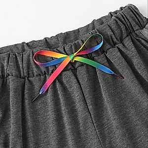 Shakumy Women Rainbow Elastic Waist Workout Yoga Shorts Casual Summer Bowknot Plus Size Running Athletic Shorts Hot Pants