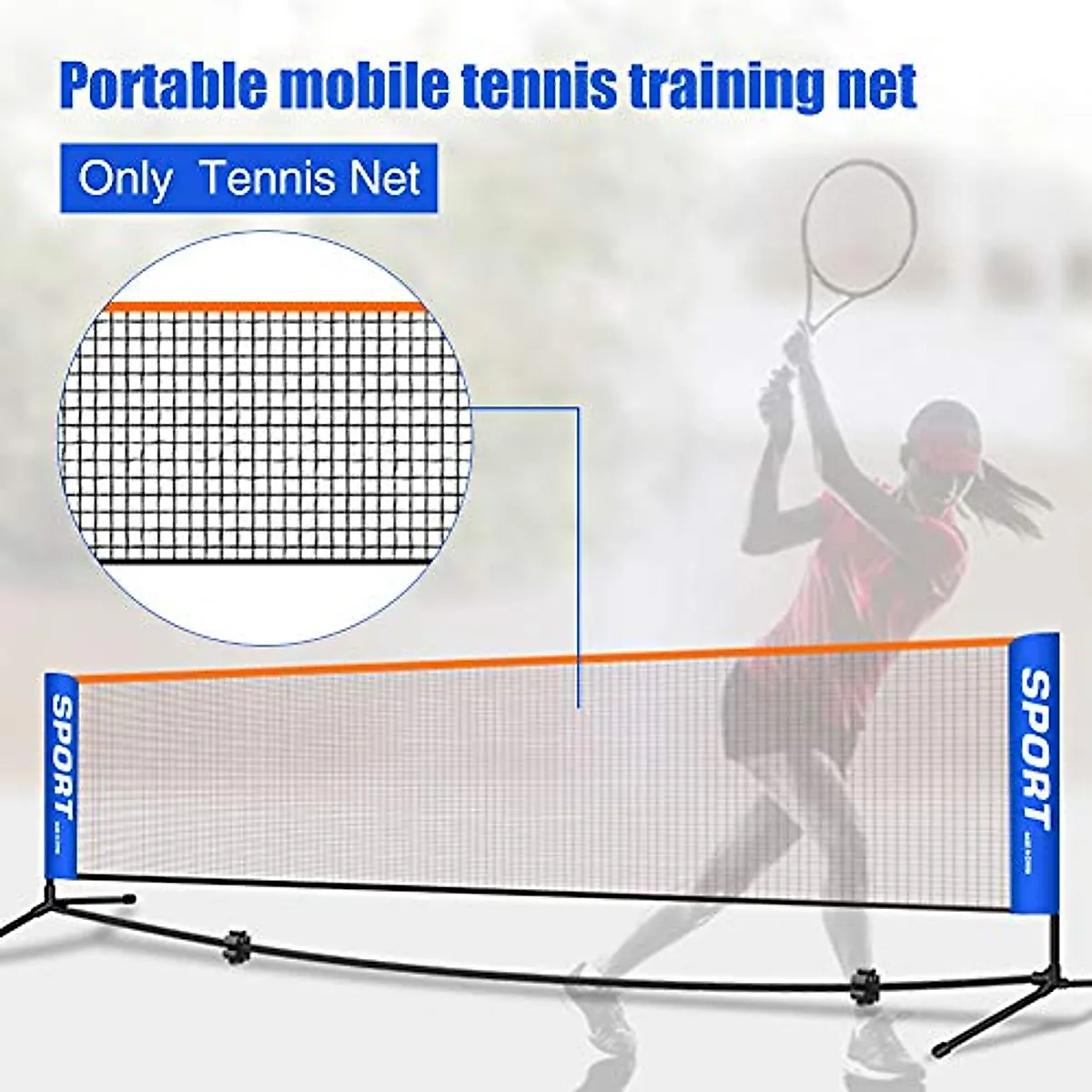 Portable Tennis Net,Foldable Badminton Net for Playing Pickleball,Kids Volleyball,Soccer,Sport Training Net for Indoor Outdoor Backyard Lawn,Court,Beach,Driveway (No Poles Included)