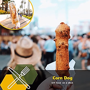 Jdox 120 pcs Premium 5.5 Inch Candy Apple Sticks - 5mm Thick Natural Semi Point Bamboo Sticks for BBQ, Caramel Bamboo Skewers for Corn Dog, Cookie, Lollipop, Kabob, Grill