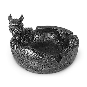 World of Wonders Clouds of Smoke Chinese Dragon Ashtray | Cigarette Tobacco Accessories | Smoking Novelty Figurine | Medieval Home Decor Resin Dish - 4.75"