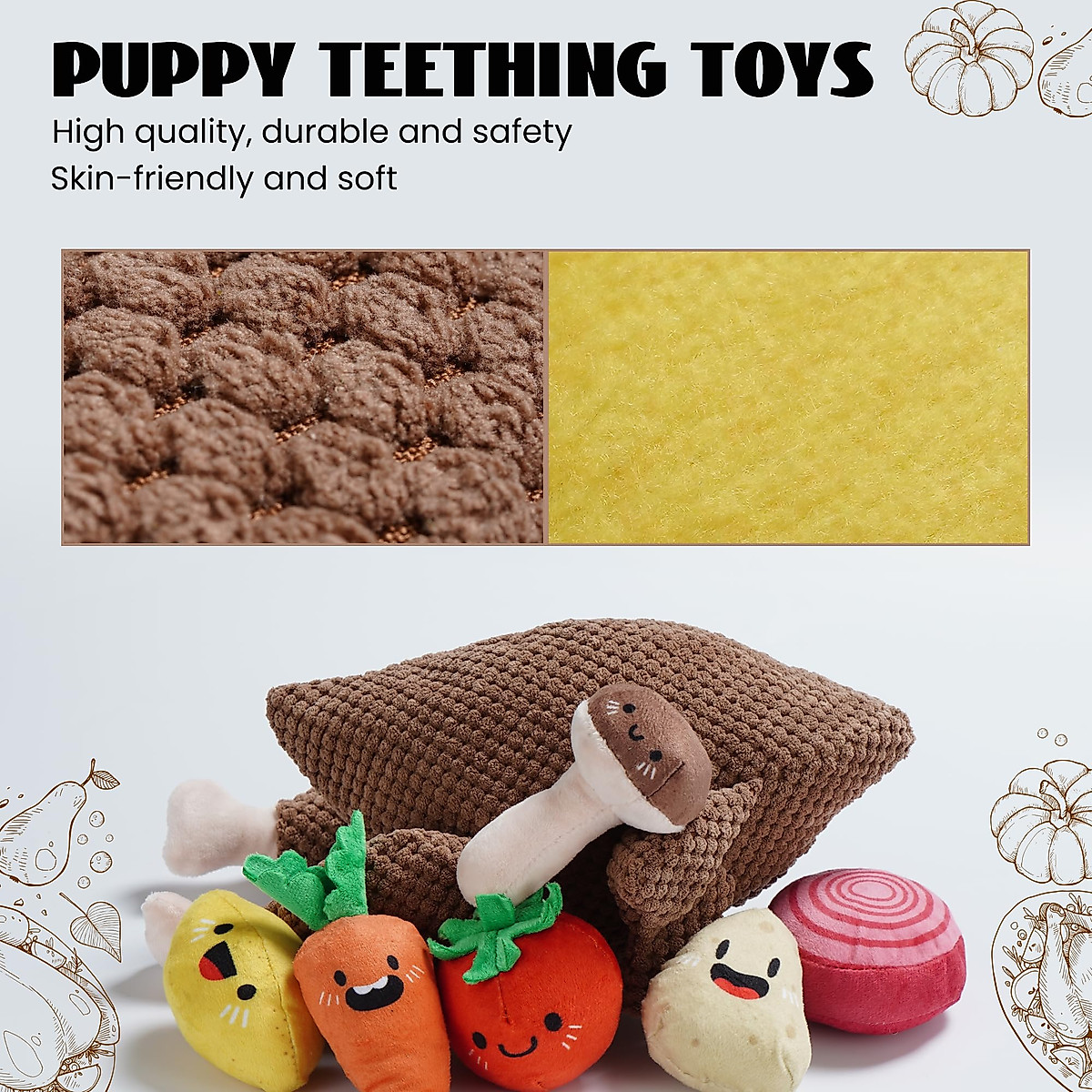 Nocciola 7 in 1 Thanksgiving Turkey Squeaky Dog Toys, Hide and Seek Dog Toys for Large Medium Small Dogs, Soft Stuffed Enrichment Puppy Chew Toys, Interactive Cute Plush Dog Toys, Pet Toy Gifts