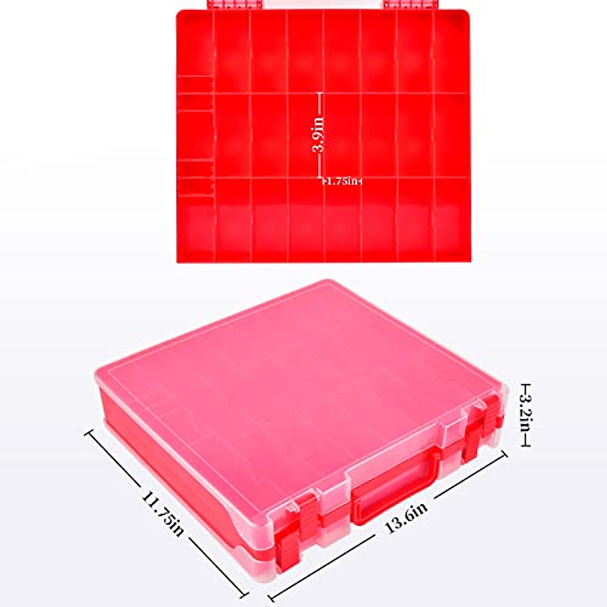 FULLCASE Toys Organizer Storage Compatible with Hot Wheels Car, Container for Matchbox Cars, Mini Toys, Small Dolls, Double Sided Carrying Box for Hotwheels Car- 48 Compartments(Box Only) Red