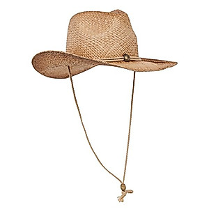 TOP HEADWEAR Outback Women's Cowboy Hat Tea Stained Shapeable Raffia Straw, Tan