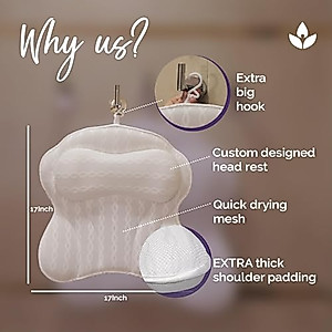 Bath Pillow - Bath Pillows for Tub Neck & Back Support, Luxury Bathtub Pillows for Head & Neck, Soaking, Bubble Bath & Spa, Bathtub Accessories for Women - Gifts for Women,Wife,Girlfriend,Best Friend