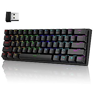 Pauroty 60% Wireless Mechanical Keyboard, Triple Mode 2.4G/USB-C/Bluetooth Keyboard, RGB Backlit, Clicky Blue Switch, 61 Keys Rechargeable Mini Wireless Gaming Keyboard for iPad Mac PC Xbox