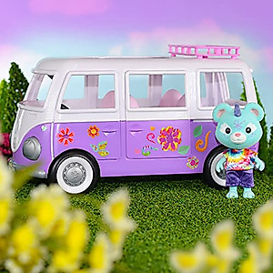 Sunny Days Entertainment Honey Bee Acres Rainbow Ridge Flower Groove Van – Purple Vehicle with Exclusive Unicorn Figure | Tie Dye Stickers to Customize Toy