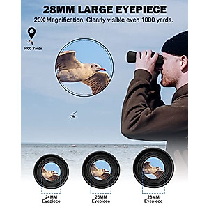 GOANDO 20x50 Binoculars for Adults and Kids High Power Compact Binoculars Large Waterproof Binoculars with Low Light Night Vision for Hunting Bird Watching Travel Sightseeing Outdoor Sports, Black