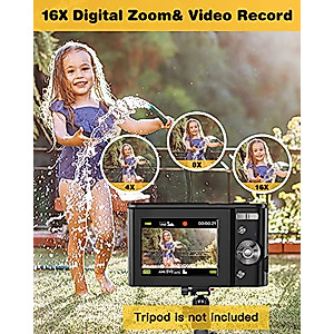 Digital Camera, Lecran Kids Camera FHD 1080P 36.0 Mega Pixels Vlogging Camera with 16X Digital Zoom, LCD Screen, Compact Portable Mini Cameras for Teens, Beginners, Students, Kids (Black)