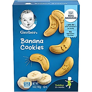 Gerber Toddler Banana Cookies, Baked with Real Bananas, 5 oz. Box (Pack of 5)