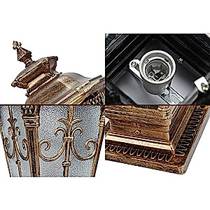 WANGYONGXIANG E27 Outdoor Post Lights,Solar Fence Doorpost Lamp, Outdoor Waterproof Courtyard Wall Courtyard Pillar Villa Gate Lamp,Aluminum Pillar Door Garden Park Home Decorative Lighting Post Light