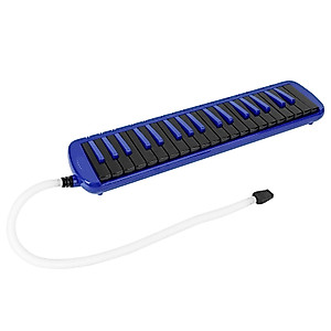 Melodica, 37 Key Wind Musical Instrument Ergonomic Design Blowpipe Melodica with Bag F37s(blue)