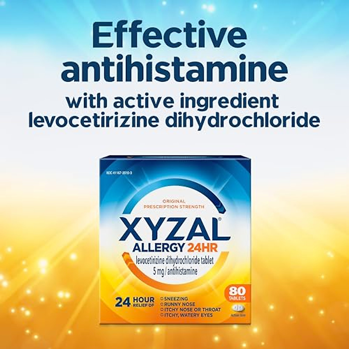 Xyzal Allergy Pills, 24-Hour Allergy Relief, 80-Count, Original Prescription Strength