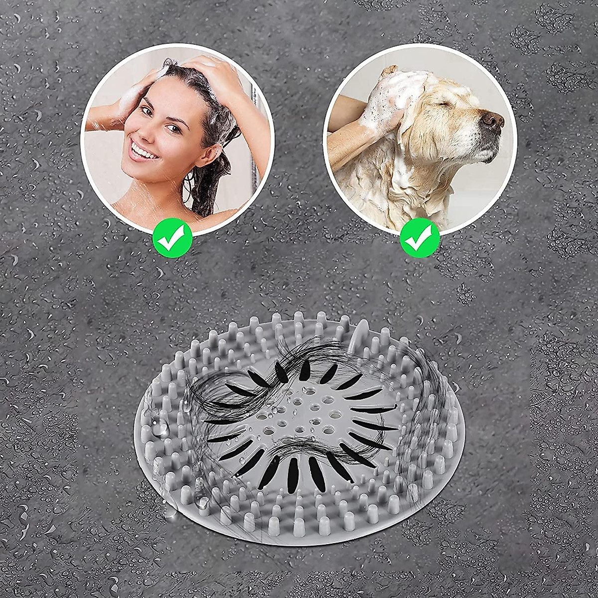 Hair Catcher Durable Silicone Hair Stopper Shower Drain Covers Easy to Install and Clean Suit for Bathroom Bathtub and Kitchen 5 Pack