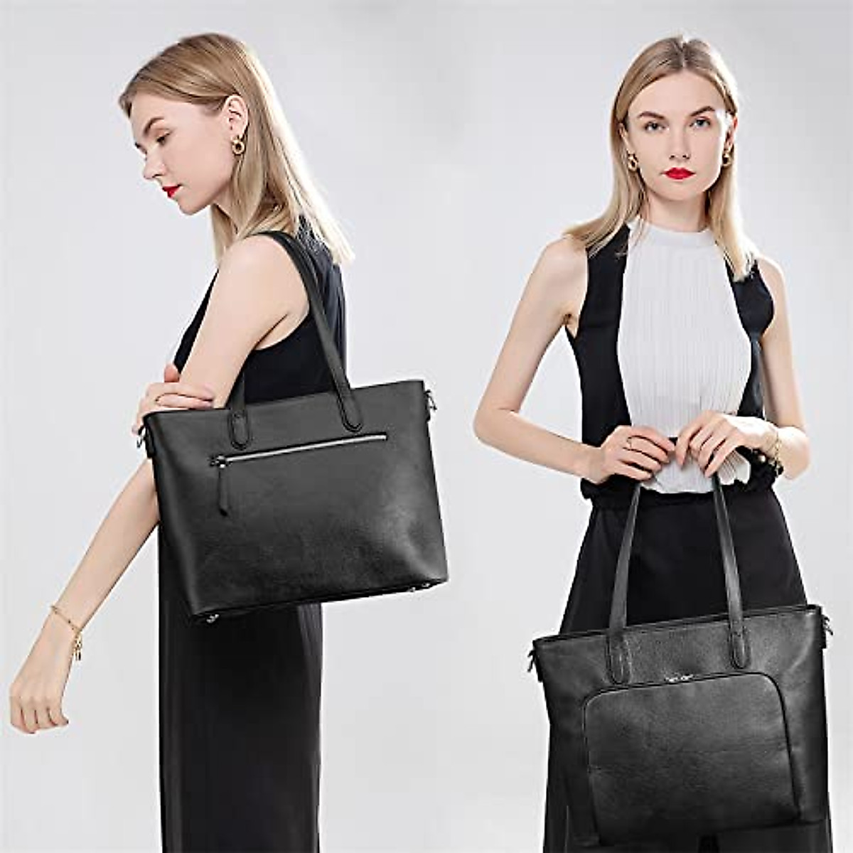 S-ZONE Women Genuine Leather Tote Bag Top Handle Satchel Shoulder Purse Large Handbag for Work Travel