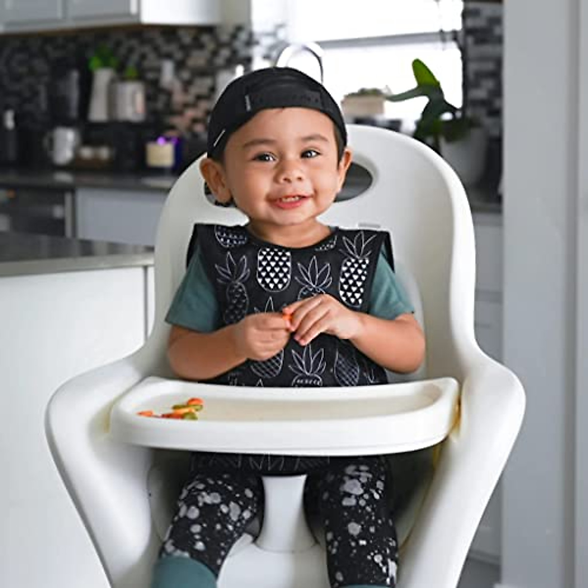 BapronBaby Pineapple Monochrome Bapron - Soft Waterproof Stain Resistant Bib - Machine Washable - 6m - 5yr - (Sz Baby/Toddler 6m-3T)