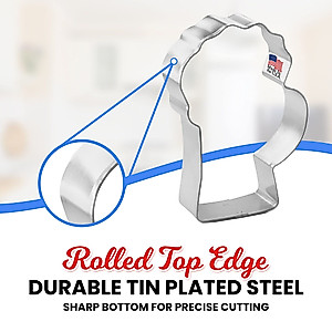 Beer Mug Cookie Cutter 4 Inch - Made in the USA – Foose Cookie Cutters Tin Plated Steel Beer Mug Cookie Mold