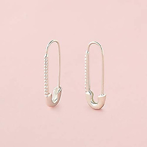 Boma Jewelry Sterling Silver Safety Pin Hoop Earrings (Silver)
