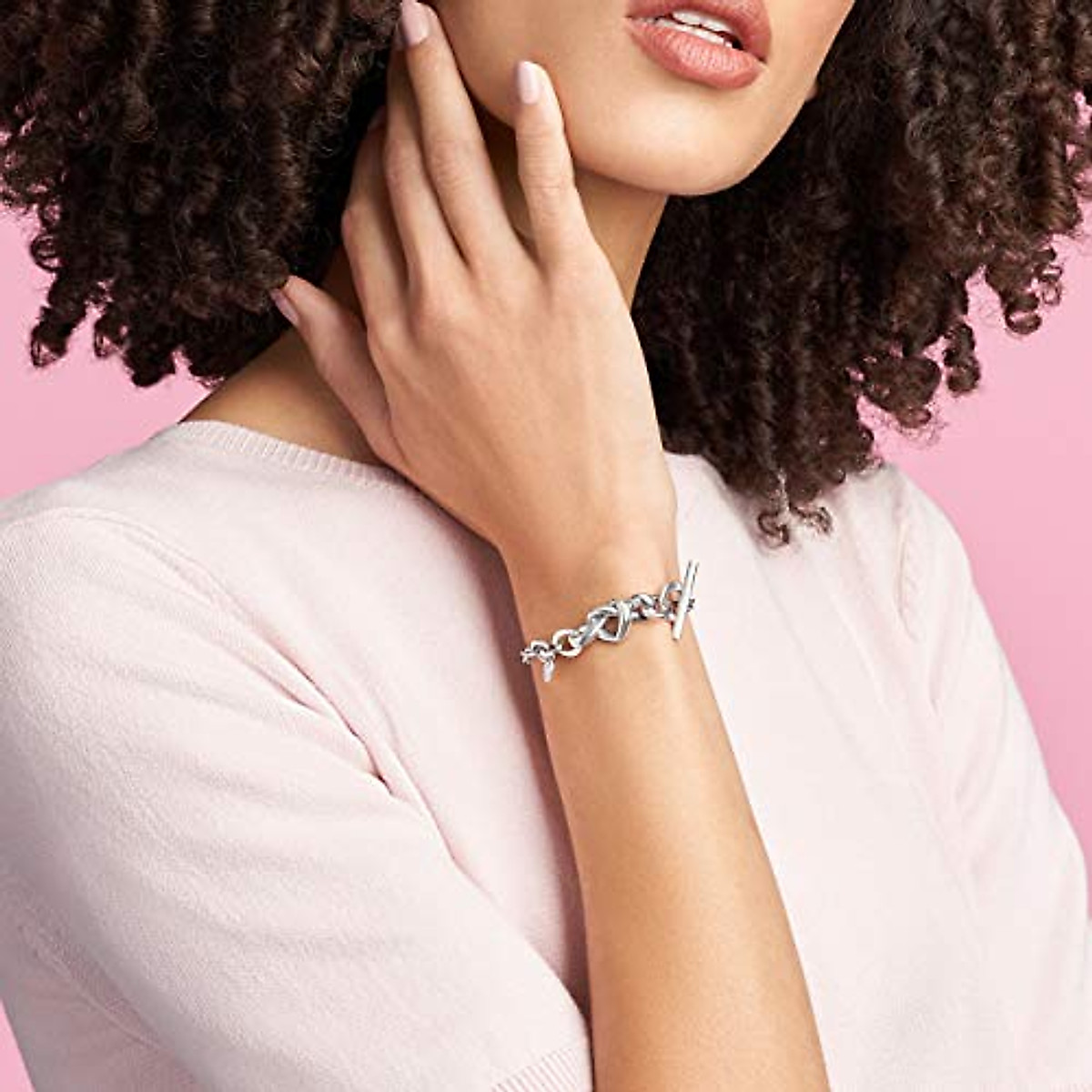 Pandora Jewelry Knotted Heart T-Bar Sterling Silver Bracelet, 7.1"