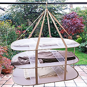 Sweater Flat Mesh Stackable Laundry Drying Rack, Lay Flat Dryer for Delicates, Portable Dry Rack for Indoor and Outdoor, 3 Tier Foldable, Beige