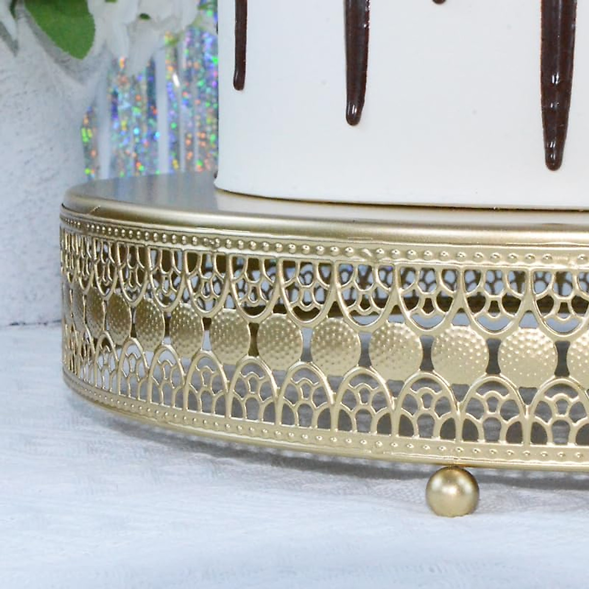 FEICTPOX Cake Stand Set of 3 Metal Cupcake Stands Dessert Display Plate for Wedding Party Birthday … (18K Gold)