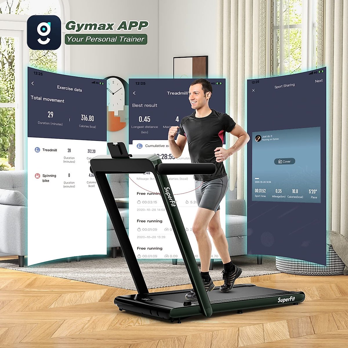 Under Desk Treadmill, Superfit 2 in 1 Walking Pad Treadmill Under Desk for Office Home Use, Portable Desk Treadmills with Remote Control, LED Display for Walking and Jogging